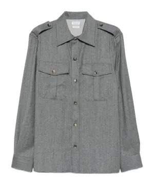 Brunello Cucinelli Epaulette-detail Chest-pocket Shirt - Gray
