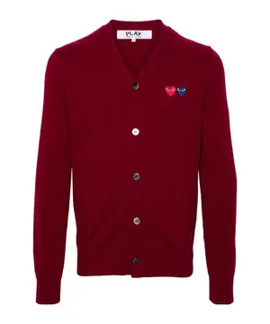 Play Comme Des Garcon Heart-patch Wool Cardigan