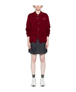 Play Comme Des Garcon Heart-patch Wool Cardigan