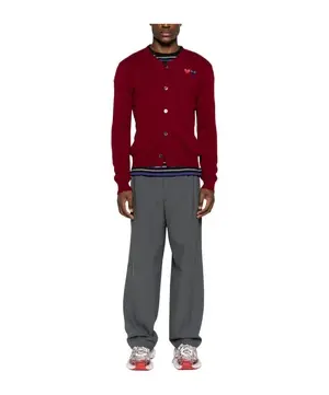 Play Comme Des Garcon Heart-patch Wool Cardigan