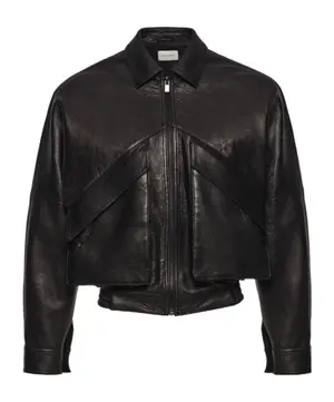 Magda Butrym Classic Collar Vintage Leather Jacket - Black