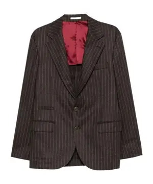 Brunello Cucinelli Pinstripe Peak-lapel Blazer - Black