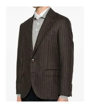 Brunello Cucinelli Pinstripe Peak-lapel Blazer