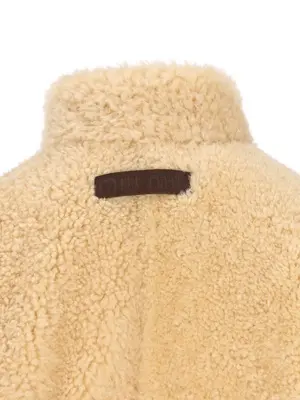 Miu Miu Shearling Zip-up Jacket - Beige