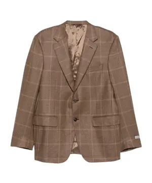 Canali Check-pattern Single-breasted Jacket - Brown