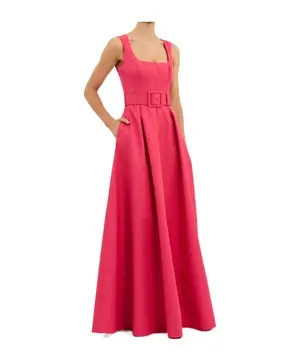 Rebecca Vallance Rosalia Belted Maxi Dress - Magenta