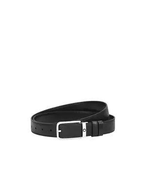 Montblanc 30 Mm Reversible Belt In Sartorial Leather With Rectangular Buckle - Black
