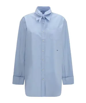 Prada Logo Embroidered Long Sleeved Shirt
