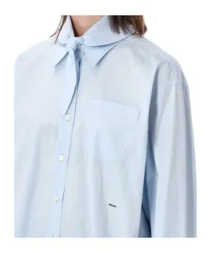 Prada Logo Embroidered Long Sleeved Shirt