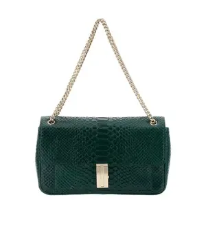 TOM FORD Semi Shiny Printed Python B/c Chainshoulder Bag - Green
