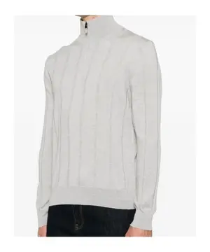 Canali Ribbed-knit Quarter-zip Sweater