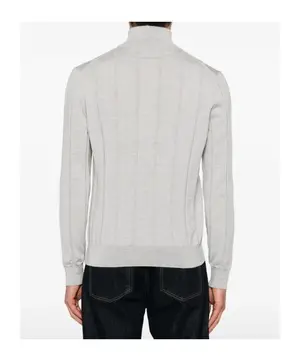 Canali Ribbed-knit Quarter-zip Sweater