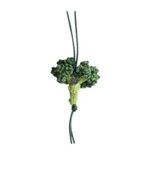 J.W.ANDERSON Hand-crocheted Broccoli Charm With Silver Logo Pendant