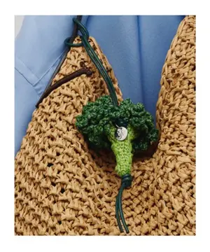 J.W.ANDERSON Hand-crocheted Broccoli Charm With Silver Logo Pendant
