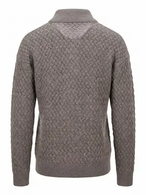 Bottega Veneta Intrecciato Knitted Polo Sweater - Grey