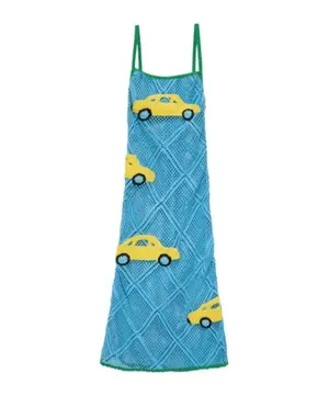 J.W.ANDERSON Crochet-knit Car-patch Midi Dress - Sky-blue