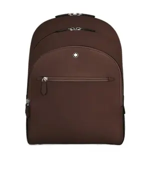 Montblanc Sartorial Leather Medium Backpack With 3 Compartments - Ebony