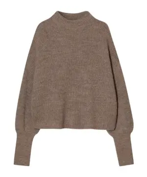 Closed Funnel Neck Knit Made Of Alpaca - Hazelnut Beige