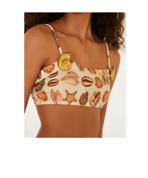 Farm Rio Sand Marine Shells Square Neck Tank Top