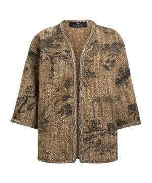 Etro Bouclé Jacket With Floral And Animal Motif