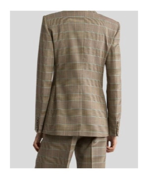 Etro Double-breasted Stretch Wool Jacket With Prince Of Wales Motif - Light Brown
