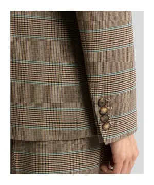 Etro Double-breasted Stretch Wool Jacket With Prince Of Wales Motif - Light Brown