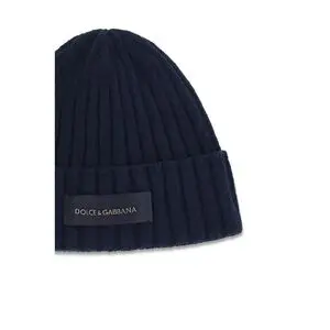Dolce & Gabbana Ribbed Wool Beanie With Logo Patch