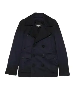 Dsquared2 Double Breasted Coat With Notched Lapel - Dark Navy
