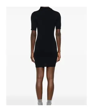 Miu Miu Ribbed-knit Logo-embroidered Mini Dress