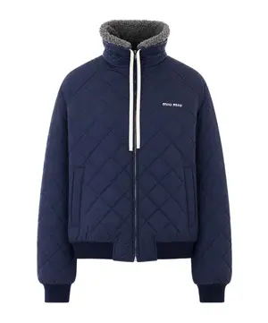 Miu Miu Long-sleeved Down Jacket - Dark Blue
