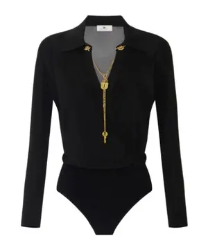 Elisabetta Franchi Chain-detail Long-sleeve Bodysuit - Black