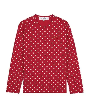 Comme Des Garçons Polka Dot Long-sleeved T-shirt - Red
