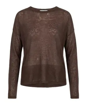 Closed Crew Neck Sweater Made Of Wool - Reddish-brown