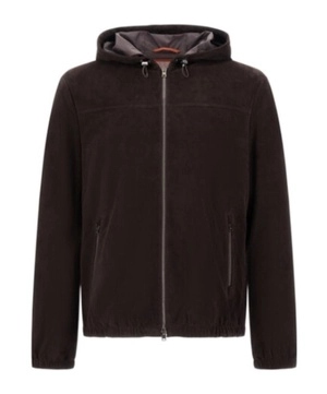 Herno Velvet-effect Suede Resort Jacket - Dark Brown