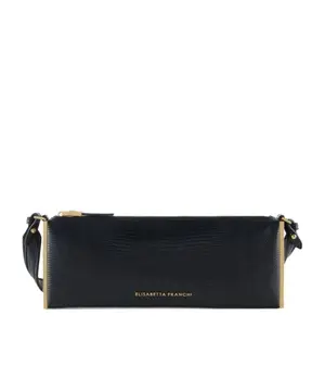 Elisabetta Franchi Over-the-shoulder Bag With Lizard Print - Black