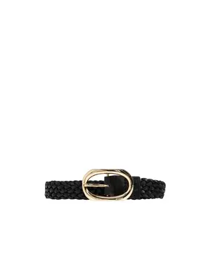ANINE BING Braided Leather Belt - Black