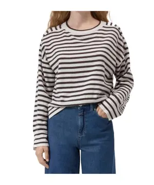 Closed Long-sleeved Striped Pullover