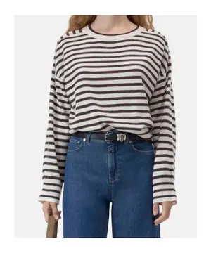 Closed Long-sleeved Striped Pullover