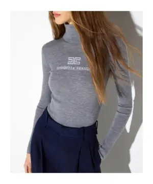 Elisabetta Franchi Ribbed Knit Turtleneck Top