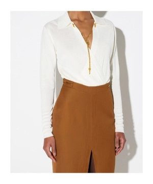 Elisabetta Franchi Viscose Yarn Bodysuit With Jewel Chain Detail