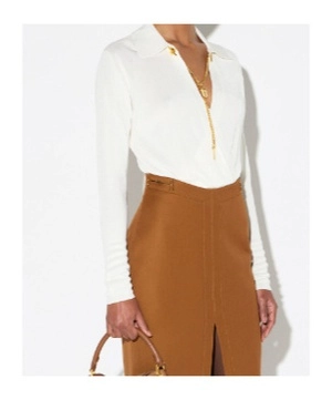 Elisabetta Franchi Viscose Yarn Bodysuit With Jewel Chain Detail