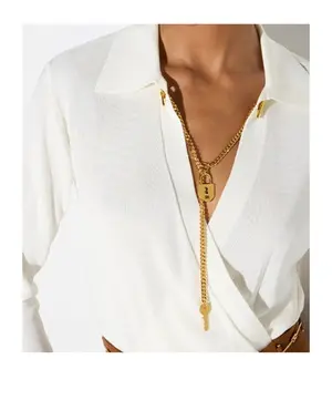 Elisabetta Franchi Viscose Yarn Bodysuit With Jewel Chain Detail