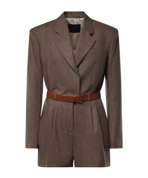 DONDUP Pleated Belted Jumpsuit - Brown