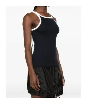 Prada Ribbed-knit Logo-patch Vest Top