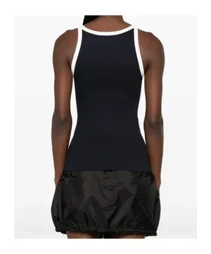 Prada Ribbed-knit Logo-patch Vest Top