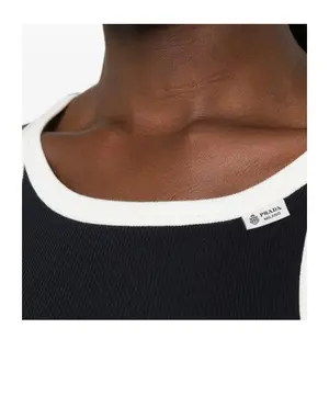 Prada Ribbed-knit Logo-patch Vest Top