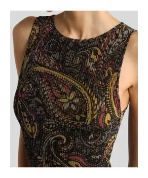 Etro Ribbed Maxi Dress With Floral Paisley Motif - Green