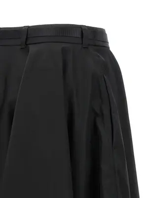 Prada Re-nylon Flared Skirt With Belt Loops And Front Zipper