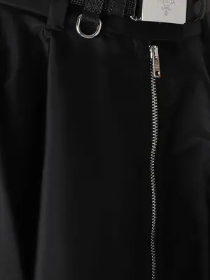 Prada Re-nylon Flared Skirt With Belt Loops And Front Zipper