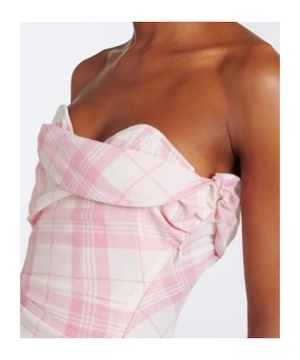 VIVIENNE WESTWOOD Spiral Checked Wool-blend Bustier Dress